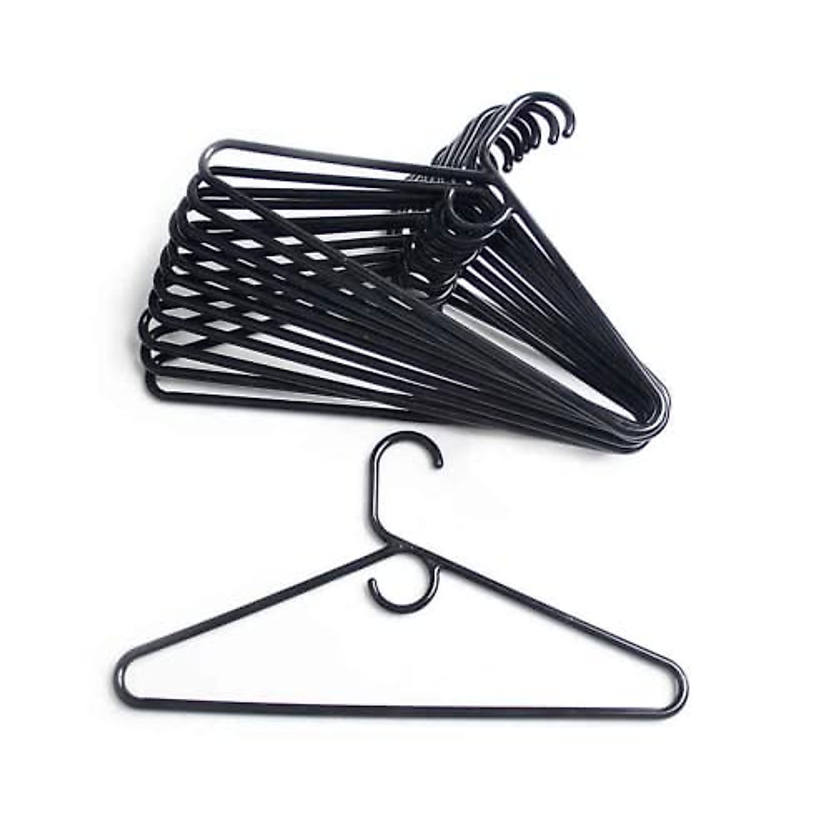 Plastic Hangers HD Heavy Duty, 24 Pcs. Black Color, Made in USA, 3/8” Thickness, Durable, Tubular, for Clothes, Coat, Pants, Shirts, Dress and More, TINEFF, Free and Quick delivery from USA