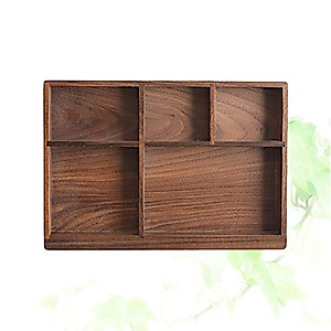 Black Walnut Western-style Drawer Type Cutlery Storage Box Desktop Solid Wood Storage Tray Tableware Organizer - 24x16.8x2.5cm (Picture 1)