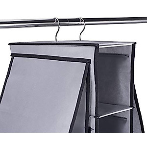 LONGTEAM Homewares Hanging Purse Handbag Organizer Nonwoven 10 Pockets Hanging Closet Storage Bag (Grey)