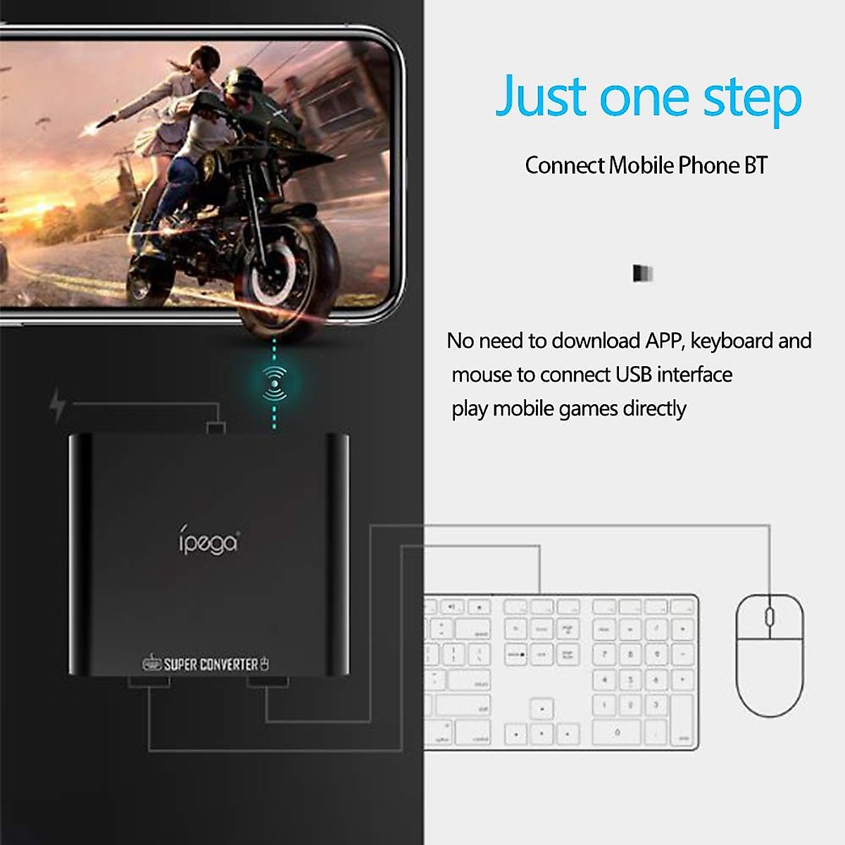 ipega PG-9116 Wireless 4.0 Mobile Game Controller Keyboard and Mouse Converter Adapter for Android Devices Smartphone/Tablet (Black)