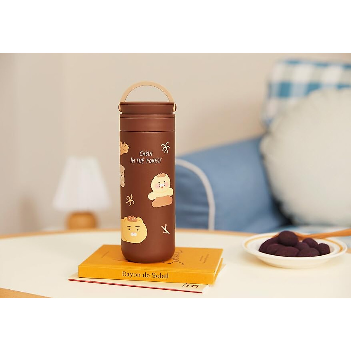 GIYOMGIYOM KAKAO Official Merchandise- Ryan and Choonsik A Cabin in The Forest - Vacuum Insulated Stainless Steel Tumbler 475ml (16oz) (Brown Ryan and Choonsik)