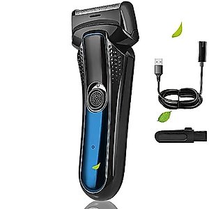 Electric Razor for Men, Waterproof Foil Shaver, Wet Dry Shave, with Beard Trimmer and Body Groomer, Rechargeable, Razors for Men with Pop-up Beard Trimmer Electric Foil Shaver with Beard Trimmer