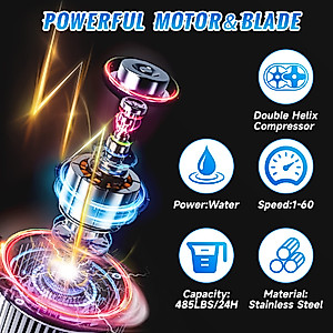 Snow Ice Machine Automatic Electric Ice Crusher and Ice Shaved Machine,1200W Water Cooled Countertop Snow Cone Slushie Maker With Stainless Steel Blade, Snowflake Machine For Commercial Use-485LBS/Day