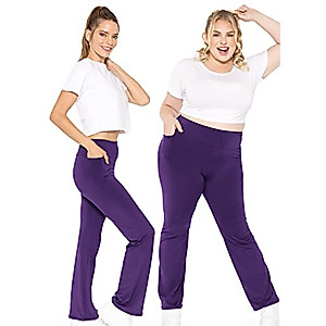 Women's DTY High Waist Bootcut Yoga Pants with Pocket Purple X-Large
