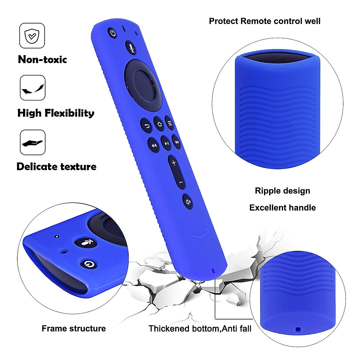 [2 Pack] Silicone Cover Case for Fire TV Stick 4K / Fire TV (3rd Gen) Compatible with All-New 2nd Gen Alexa Voice Remote Control (Red and Blue)