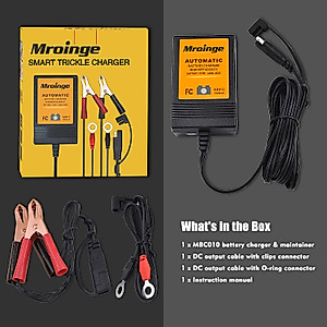 Trickle Charger 12V 1000mA Smart Battery Charger & Maintainer and Automatic Float Charger for Motorcycle, ATV, Lawnmowers and More