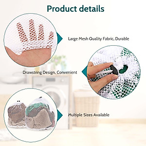Giantree Pack of 2 Mesh Laundry Bags for Socks, White Laundry Nets with Drawstring Reusable Laundry Bag Underwear Laundry Bag for Home Dorm Hotel Travel Use (White Coarse Mesh)