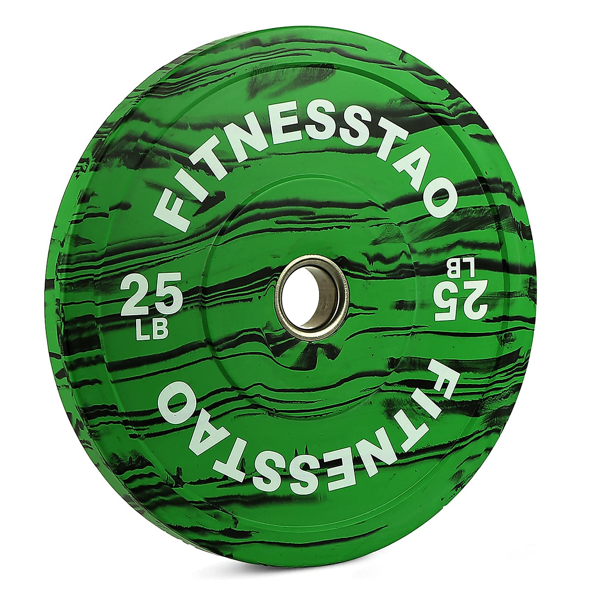 FITNESSTAO Olympic Bumper Plates, 10LB-45LB Rubber Weight Plates with 2" Stainless Steel Hub, Barbells Weight Plates for Weightlifting, Strength Training, Muscle Toning, Crossfit in Home & Gym 25LB-1