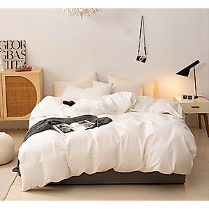 Rural Dandelion 100% Washed Cotton Duvet Cover Bedding Set , Healthy , Comfortable and Unique Style , 3 pieces, Full , White