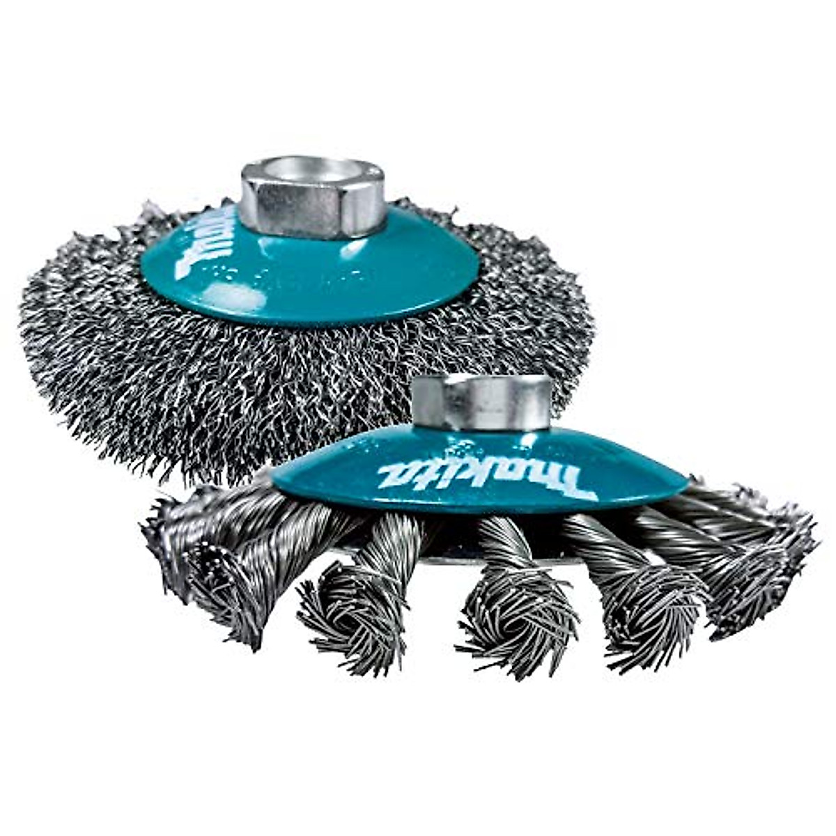 Makita 2 Piece - 4 Inch Crimped & Twist Wire Wheel Brush Set for 4.5" Grinders - Complete Conditioning for Metal - 4" x 5/8-Inch | 11 UNC