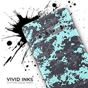 DesignSkinz Light Blue and Gray Digital Camouflage | Protective Vinyl Decal Wrap Skin Cover Compatible with The Samsung Galaxy S9 Plus (Full-Body, Screen Trim & Back Glass Skin)