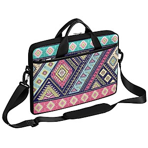 Paisley Ethnic Mandala Laptop Computer Bag Waterproof Shoulder Messenger Bag 13-15 inch Durable Laptop Tote Bag with Shoulder Strap Handle Lightweight Crossbody Briefcase