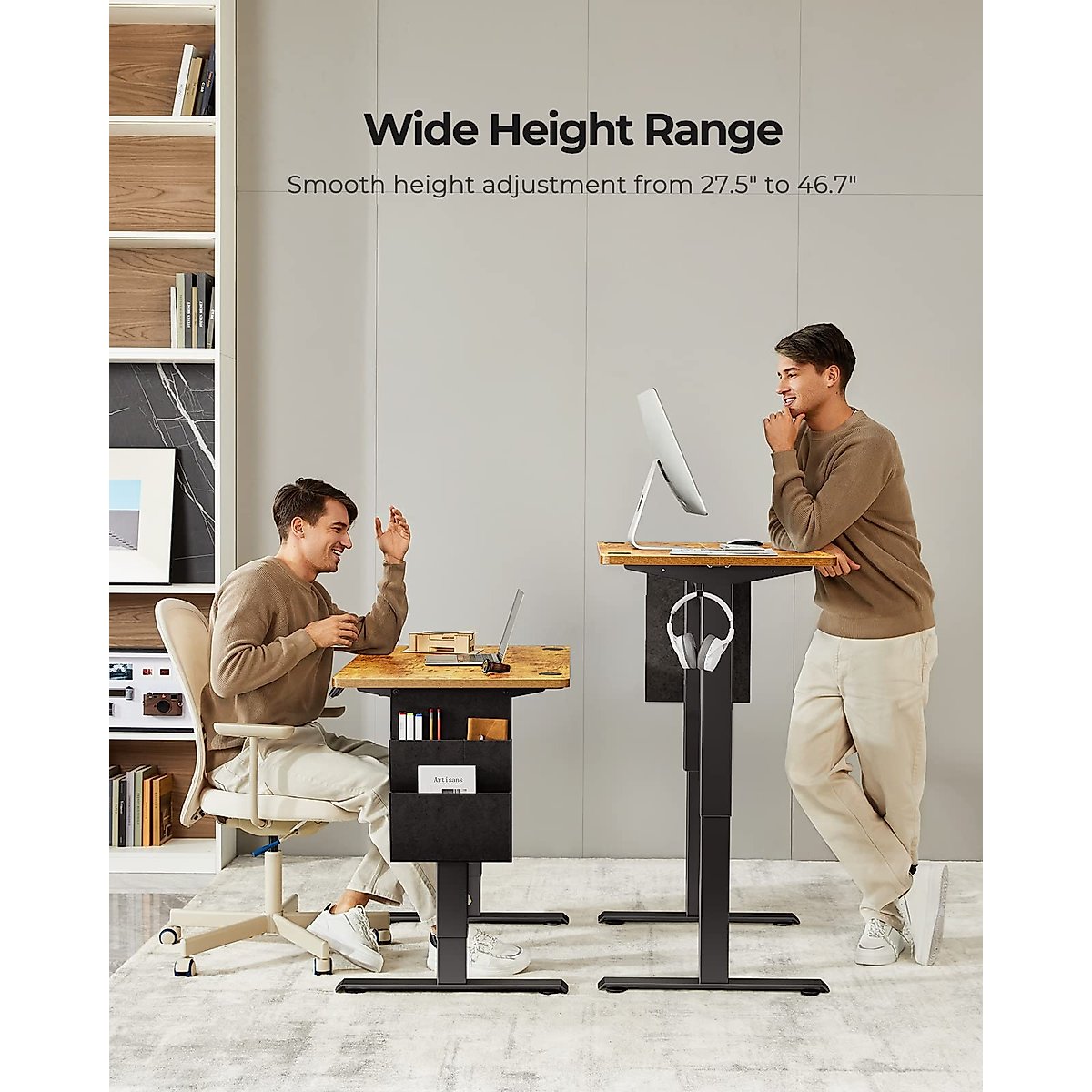 Marsail Standing Desk Adjustable Height,‎55x24 Inch Electric Standing Desk, Stand up Desk with Storage Bag,Headphone Hook for Computer Workstations Desk Memory Preset
