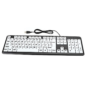 Elderly Keyboard, 104 Keys QWERTY Layout Keyboard Large Font Print USB Wired Keyboard Standard Full Size Computer Keyboard for Old People(1.35M Cable)(Black)