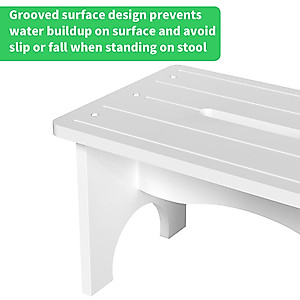Wooden Step Stool for Adults, 9" Portable Wood Step Stool for Kids, Heavy Duty Bedside One Step Stool with 550 Lbs Load Capacity, Non-Slip White Foot Step Stool for Kitchen Bathroom Bedroom