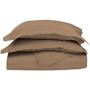 500 Thread Count 100% Cotton, Single Ply, 2-Piece Twin/Twin XL Duvet Cover Set, Solid, Taupe