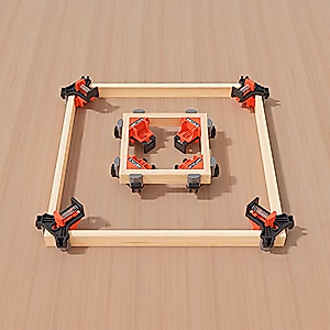 WETOLS Corner Clamp, 4Pcs Fast Adjustable Quick Spring Loaded Woodworking Clamp, 90 Degree Right Angle Clamp for Woodworking-Red-orange