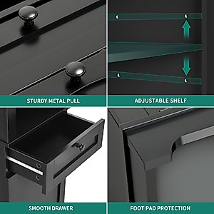 YITAHOME 53" Tall Tilt Out Laundry Hamper Cabinet Hidden Laundry Hamper with Storage Laundry Basket Cabinet with Drawer Bathroom Storage Cabinet Shelf with a Clothes Basket, Black