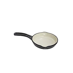 Mirro MIR-19056 6" Mini Cast Iron White Enamel Coated Interior Skillet, Grey, Ready to Use
