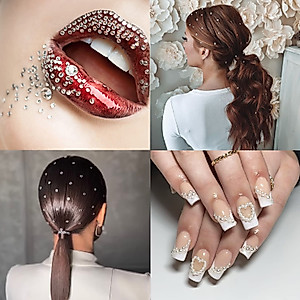 2116 pcs Self Adhesive Rhinestones and Pearls for Makeup Eyes Face 6 Sheets Clear Rhinestones Stickers Pearl Stickers Bling Gems Jewels Stickers for DIY (Sparkling)