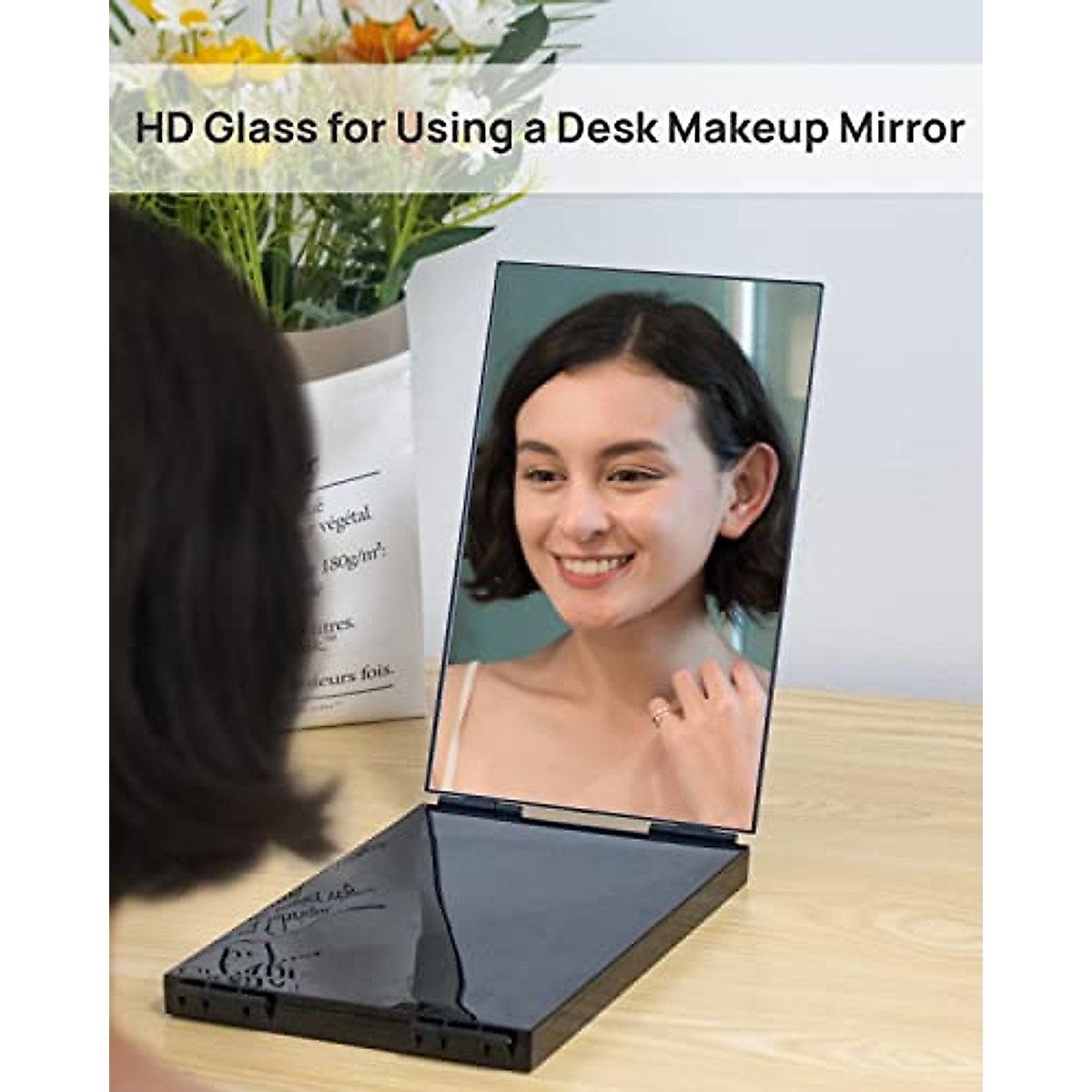 OMIRO Door Mount 3 Way Mirror for Hair Cutting, 360 Trifold Self Haircut Mirror with Adjustable Telescoping Hooks, Multi-Functional for Makeup and Travel