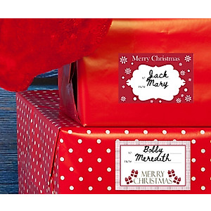 Jumbo Christmas Gift Tag Stickers 60 Count Modern Red, White, Silver, and Gold Xmas Designs - Looks Great on Gifts Presents, Wrapping Paper and Gift Bags.
