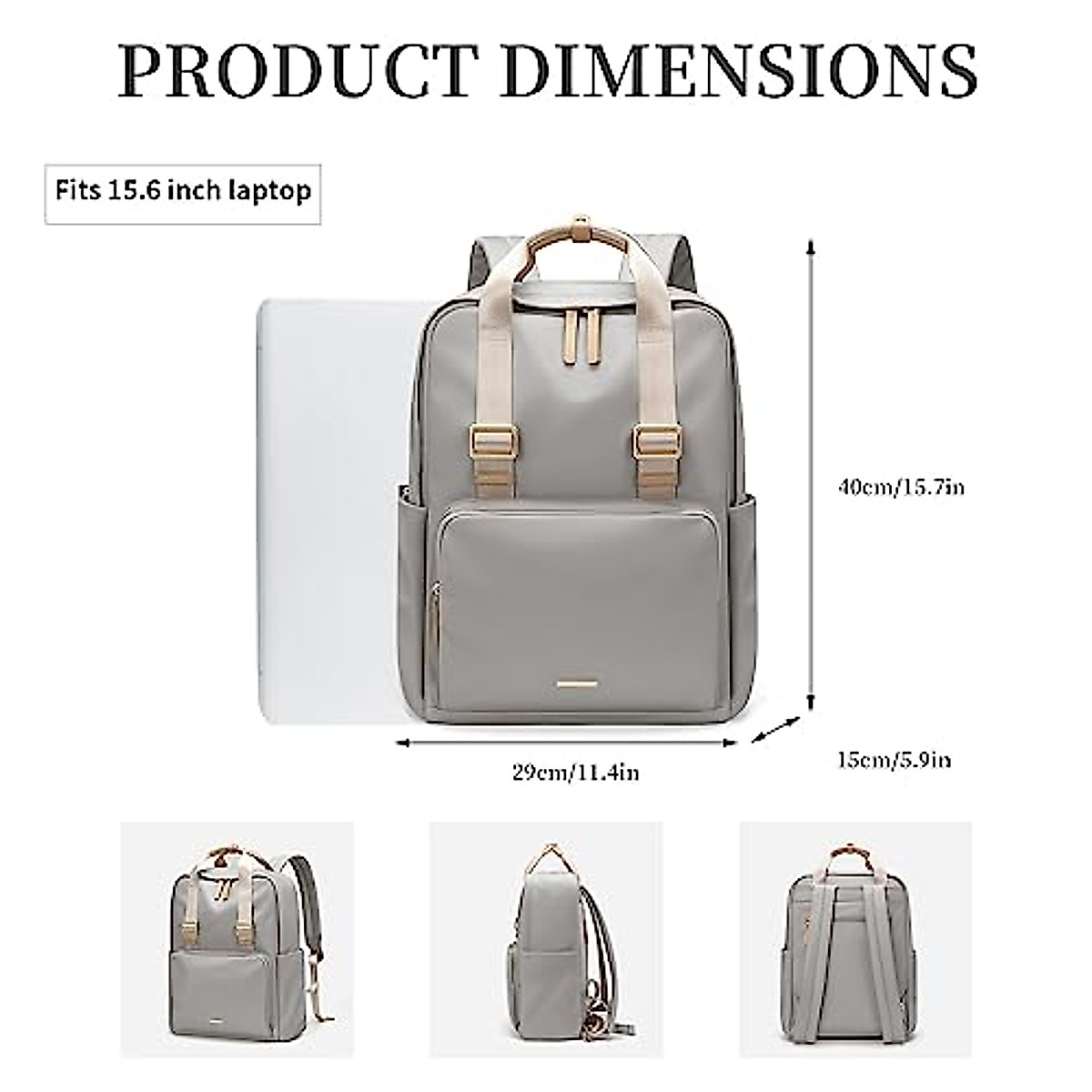 GOLF SUPAGS Laptop Backpack for Women Fits 15.6 Inch Notebook Computer Bag Purse Casual Daypack Travel Work Backpacks (Khaki Light)