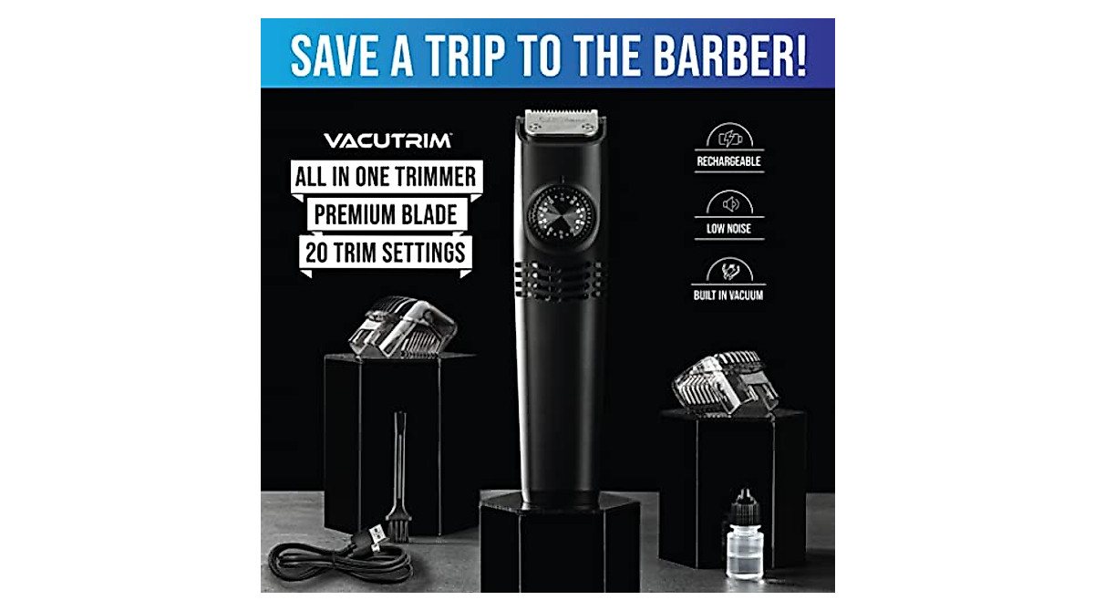 Bell+Howell Vacutrim Vacuum Hair Trimmer for Men - Cordless & Precise