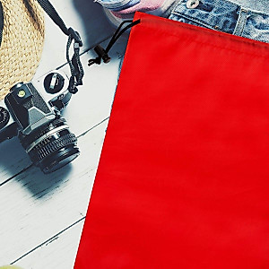 Drawstring Bag - Nylon Cinch and Ditty Stuff Pouch with Toggle (8 x 11-12 pack, Red)