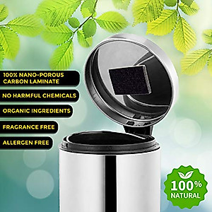 Trash Can, Diaper Pail, Garbage Bin Deodorizer | Works with iTouchless, Dekor, Munchkin, Diaper Genie, Ubbi | 100% Natural Activated Carbon Patch | 2 Pack | Chemical & Fragrance Free Odor Eliminator