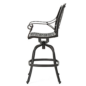 Christopher Knight Home Alfresco Outdoor Bronze Finished Cast Aluminum Barstools, 2-Pcs Set, Bronze