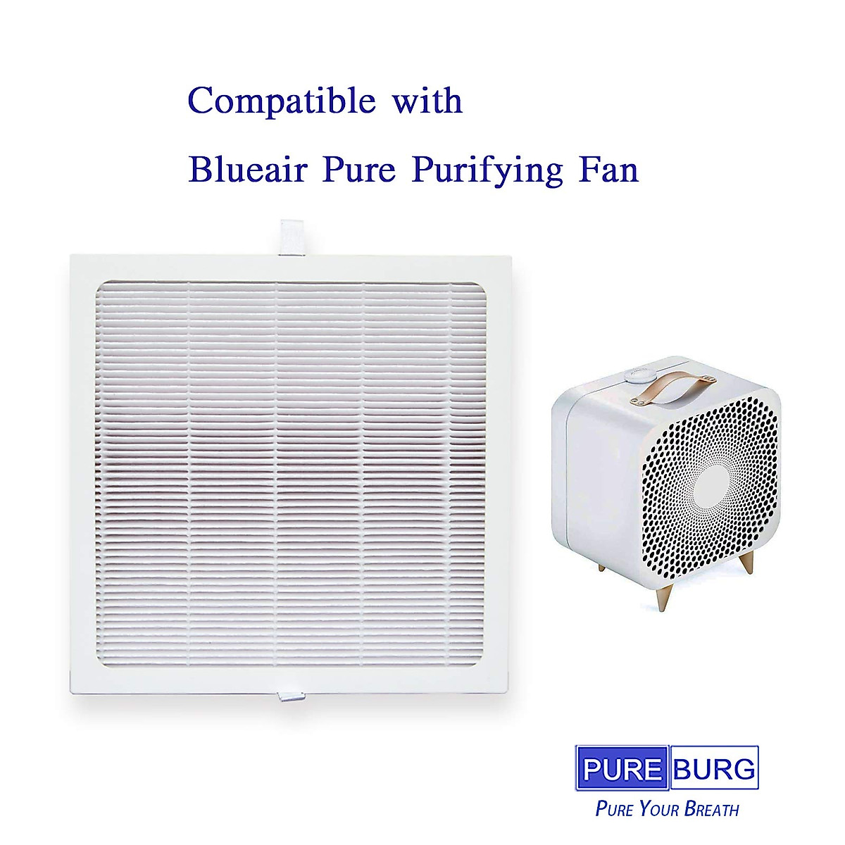 PUREBURG Replacement Filter Compatible with Blueair Pure Fan Auto,Blue Pure Purifying Fan, 2-Pack H13 HEPA Air Clean Dust