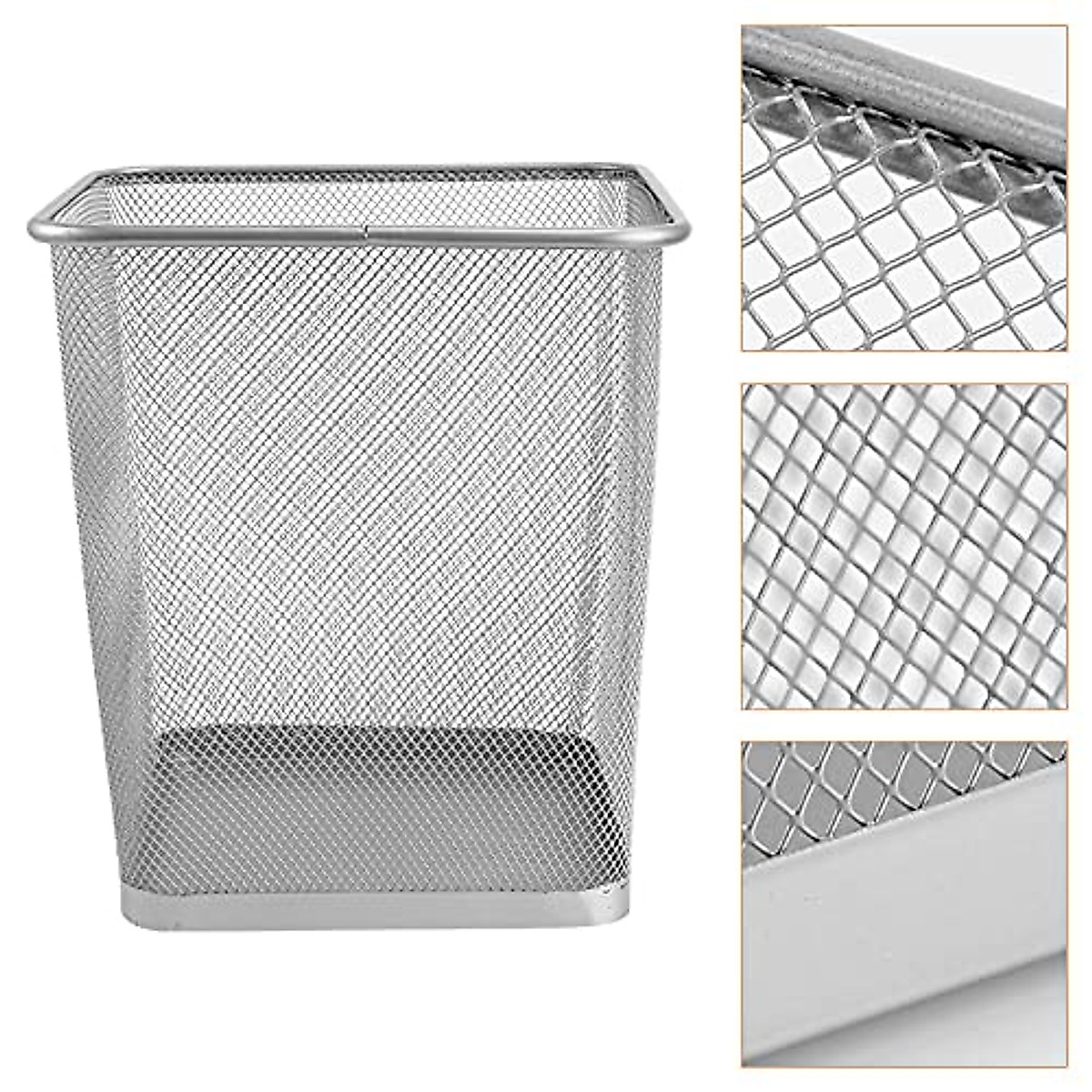 Zerodeko Metal Garbage Waste Basket Wire Mesh Waste Basket Recycling Bin Small Waste Basket Trash Can for Near Desk Recycling Garbage Container Bin for Office Home Bedroom Waste Paper Basket Silver