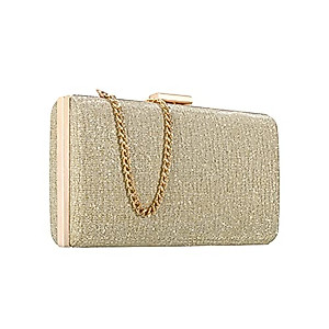 Rucavono Gold Clutch,Women's Evening Handbags Gold Evening Crossbody Shoulder Bag Gold Clutch Purses For Women Evening For Wedding Party Bridal Prom
