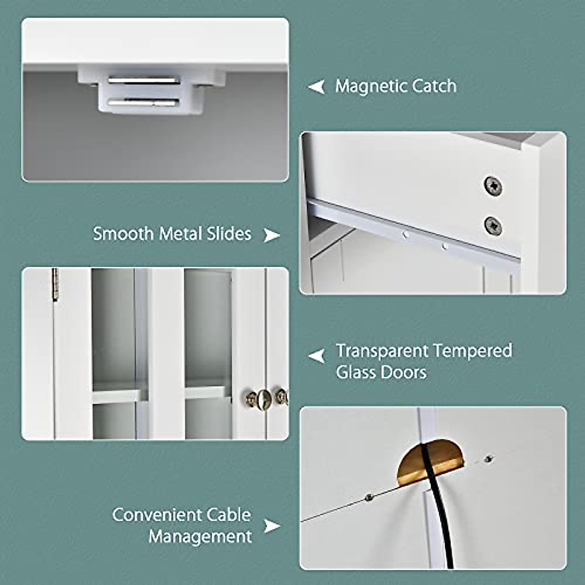 Giantex Kitchen Pantry, 67" Buffet Hutch Cabinet with 2 Storage Cabinets and Drawers, Wood Sideboard Cupboard with Countertop & Cable Hole, Freestanding Microwave Stand with Storage, White