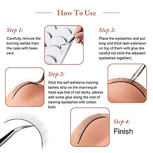 50 Pairs Practice Eyelashes Training Lashes Self-adhesive Practice Lashes Eyelash Strips for Training Eyelash Extension Makeup Beginners Beauty Salon