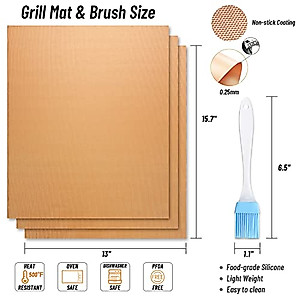 BEGIALO Copper Grill Mats Set of 7 for Outdoor Grill, Non-Stick Copper BBQ Grilling Mats PFOA Free Heavy Duty Reusable Easy to Clean Works on Gas Charcoal Electric BBQ Grill Accessories