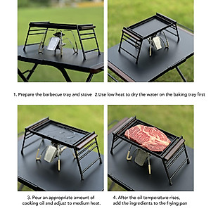 GLOGLOW Portable BBQ Grill Pan, Multi Functional Design, Height, Delicious Barbecue, with Storage Bag, for Outdoor Camping, Picnics, and Travel, Camping Griddle Set