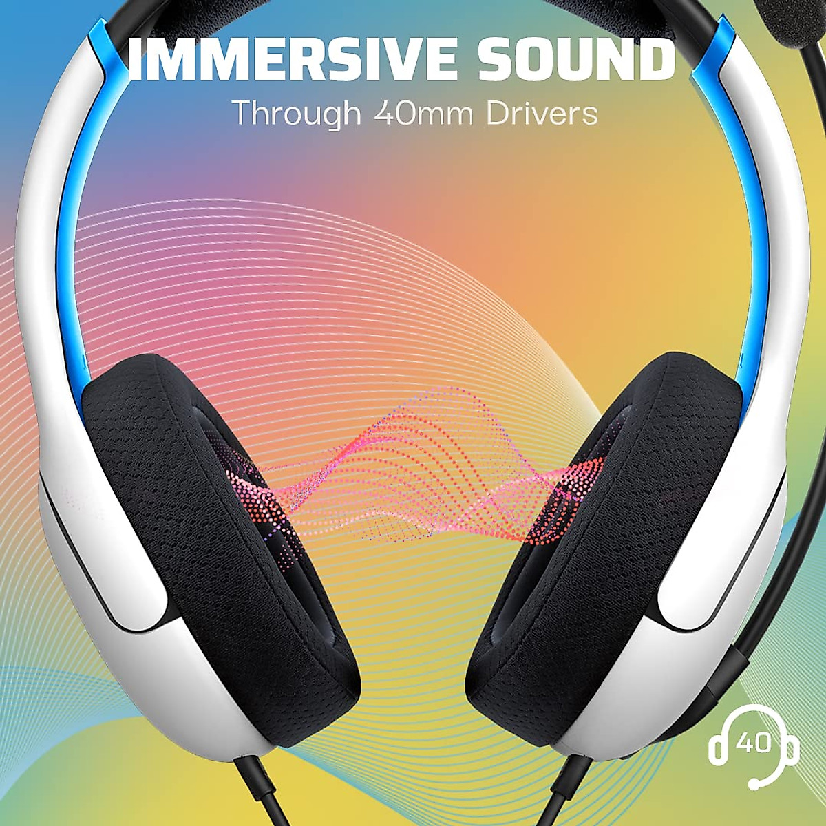 PDP Gaming AIRLITE Xbox Headset with Microphone, Series X|S/Xbox One/PC/Windows, Lightweight Stereo Headphones, Wired Power, Noise-Cancelling mic- Ion White (Only at Amazon)