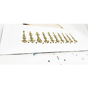 Angelic BINDI Set. Gold Face Gems Jewels. 10 Bindis and 9 Studs. Gift for Her.