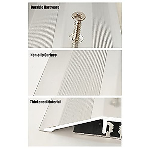 Transition Strip Silver Transition Threshold Strip, Carpet to Wood Non-Slip Floor Edging Trim, Thickening Door Edge Cover with Base & Screws, Easy to Cut