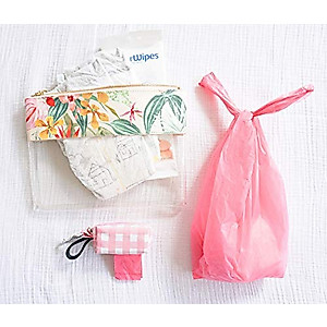 Oh Baby Bags Dirty Diaper Bag Dispenser, Clip On Bag Holder Attaches to Any Diaper Bag, 48 Count Large Tie Handle Bags,