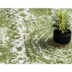 Unique Loom Bromley Collection Area Rug - Wells (3' Round, Green/ Ivory)