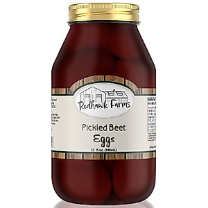 Redhawk Farms Pickled Beet Eggs - Beet Juice & Fresh, Whole Eggs, Pickled & Jarred For Freshness - Gluten Free & Non-GMO - (32 Oz)