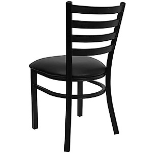 Pemberly Row 19.5" Industrial Metal Ladder Back Dining Chair in Black