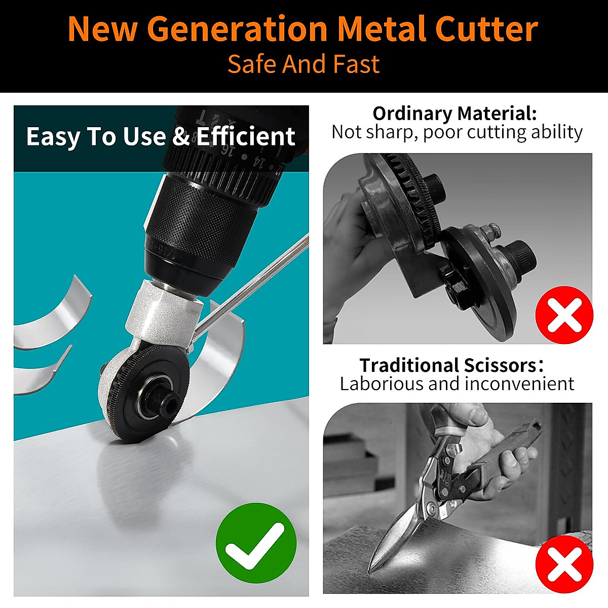 YOMIGA New Metal Nibbler Drill Attachment, Strengthened Electric Drill Plate Cutter Attachment, DIY Metal Drill Attachment, Sheet Metal Knife for Cutting Iron,White Sheet,Steel,Copper,Aluminum