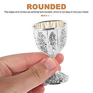 ULTNICE Chalice Goblet Cups Vintage Sliver Chalice of King Arthur Medieval Gothic Goblet Sculpture Metal Liqueur Goblet For Home Bar Wedding (2.76x1.38x1.54inch/7x3.5x4cm)
