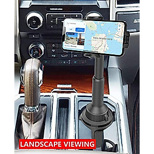 APPS2Car Solid Cup Holder Phone Mount for Car Truck with Quick Extension Long Arm Fast Swivel Adjustable Height 360 Rotatable, Low Profile Universal Mobile Mount Compatible with All Cell Phone iPhone