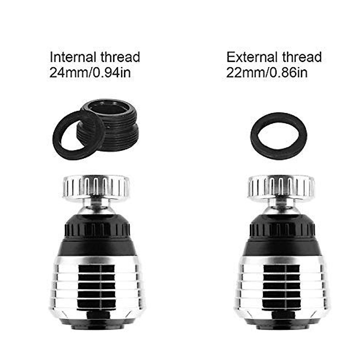 2PCS Kitchen Faucet Aerator, Splash Filter Attachment Tap 360 Rotate Swivel Saving Diffuser Nozzle Filter Adapter