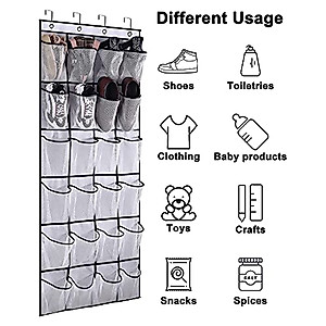 CHBC 24 Large Mesh Pockets Over The Door Shoe Rack, Hanging Shoe Organizer for Closet Hanging Shoe Rack Holder Hanger, White